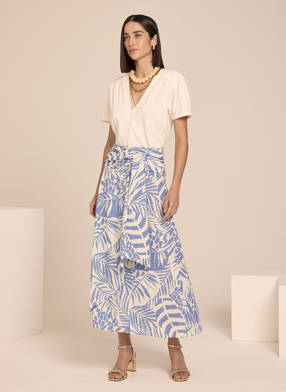 Saia Le Lis Samia Midi Feminina