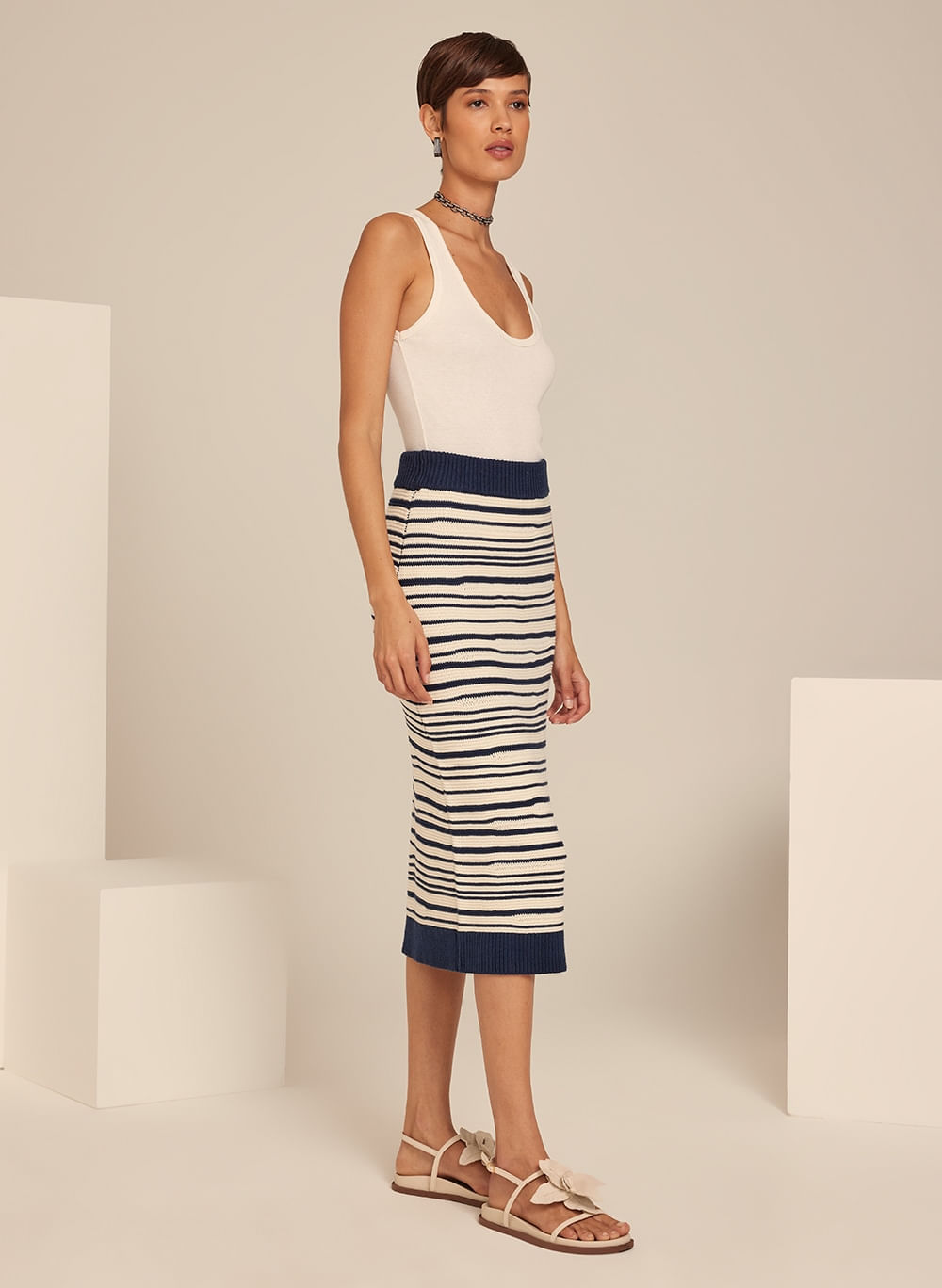 Saia Le Lis Marcela Tricot Média Feminina